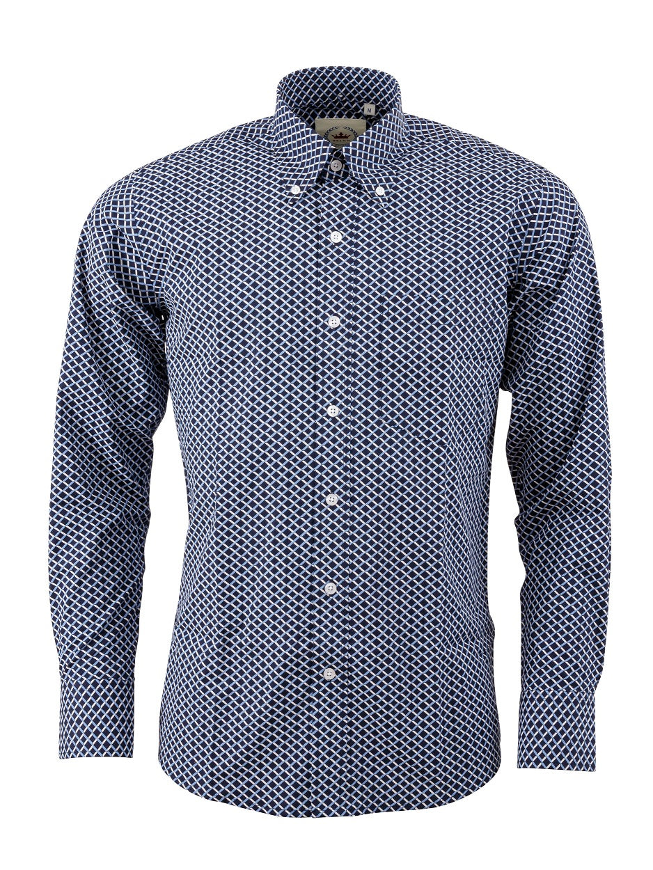 Men's Navy Diamond pattern shirt - LR-2– Relco London