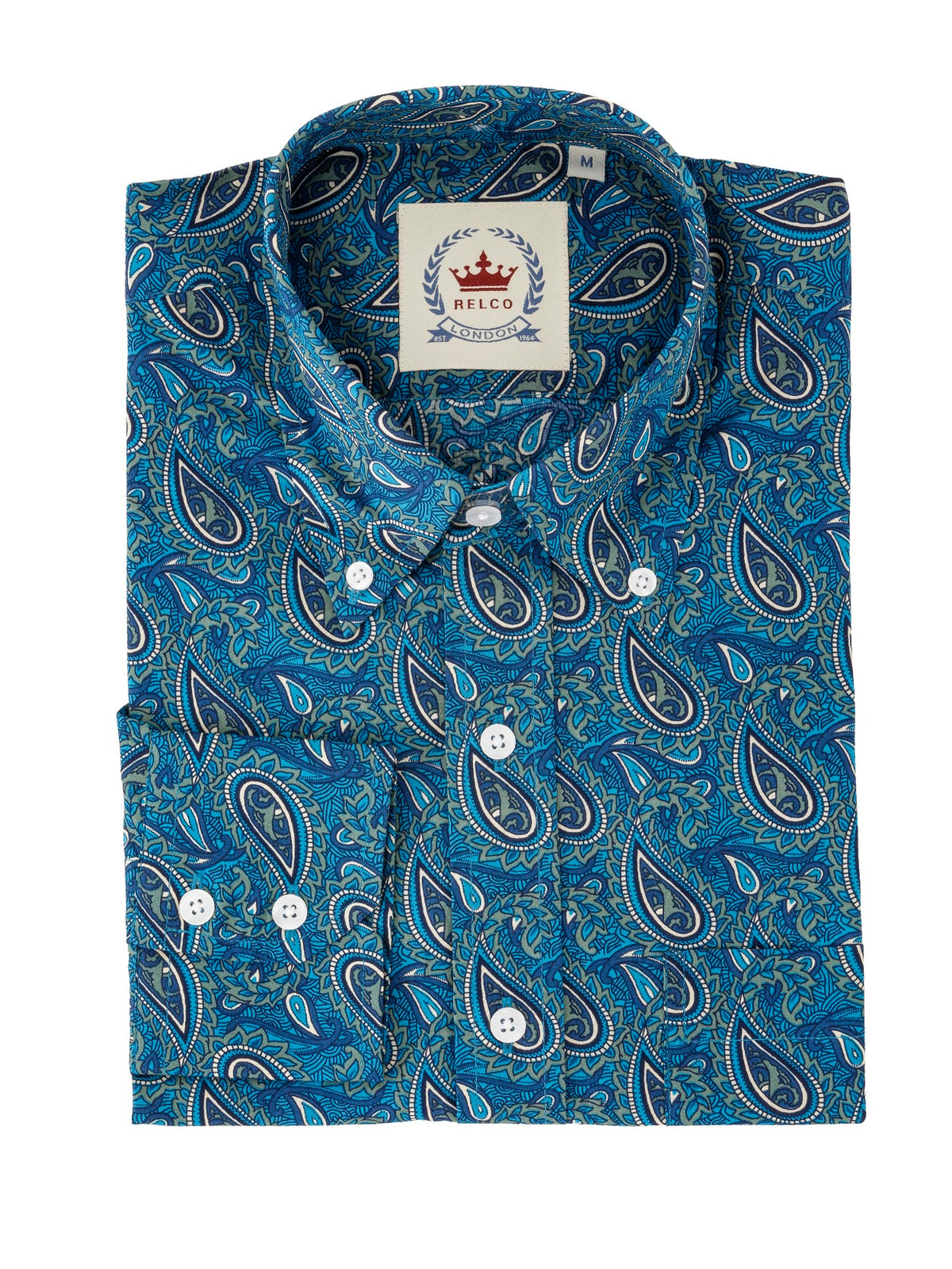 Men's Blue Paisley Shirt - PS-27– Relco London