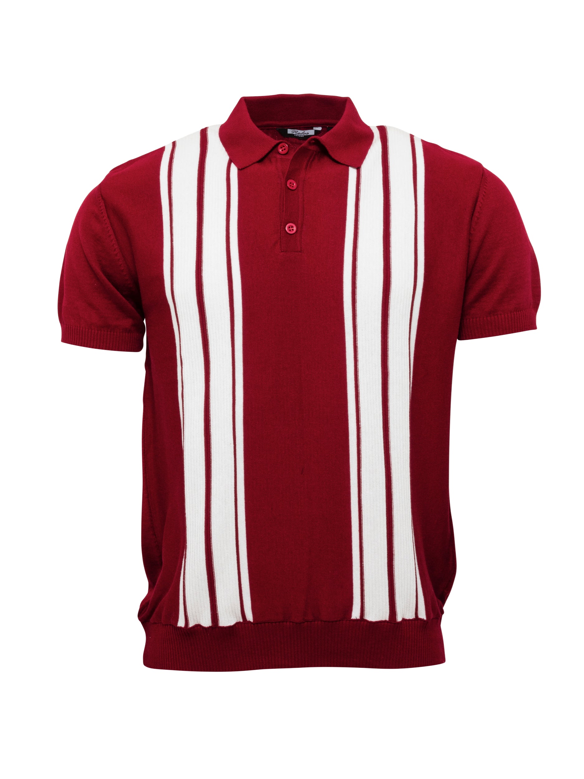 Mens Knitted Polo - Burgundy/White– Relco London
